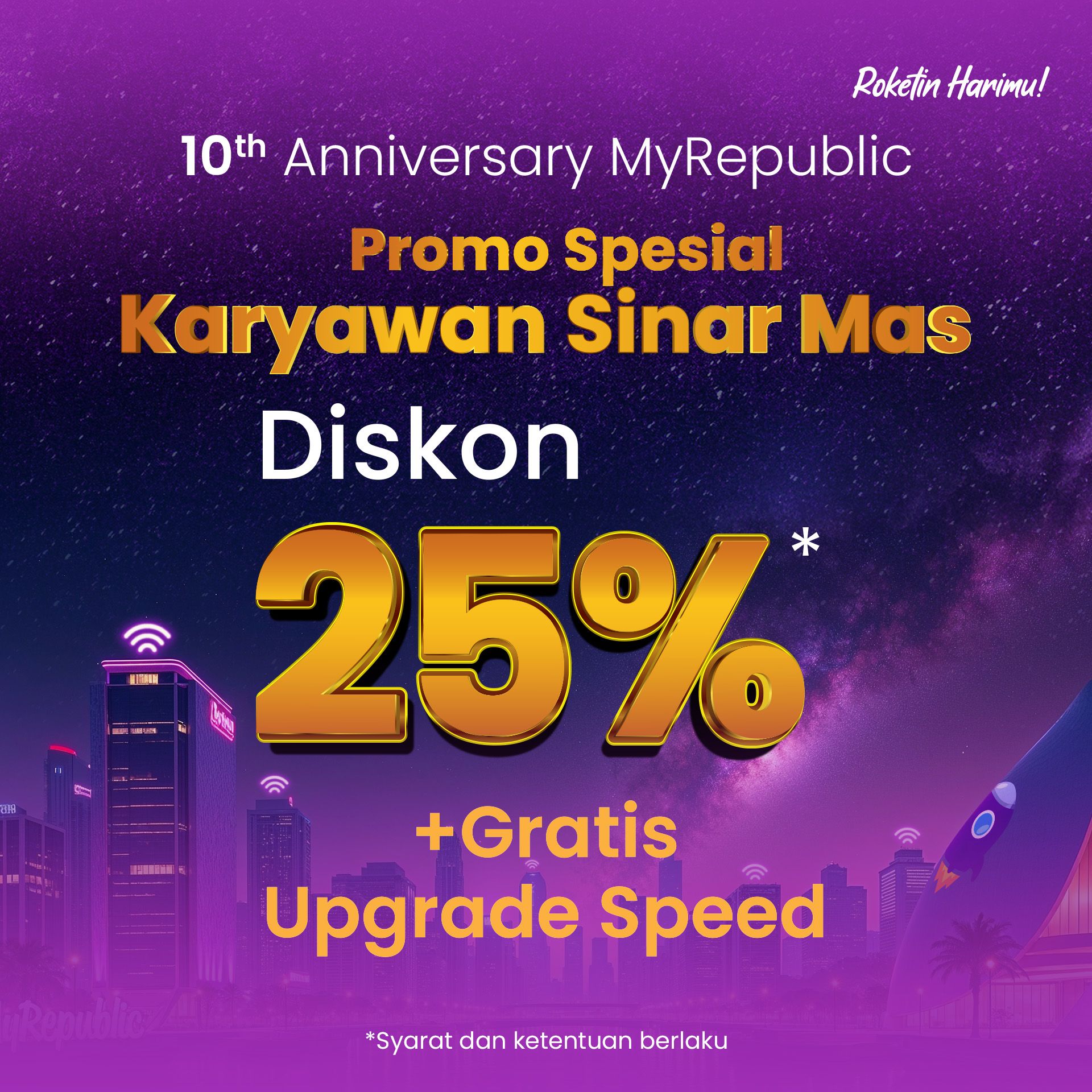 MyRepublic Promo 25% – Nikmati Internet Tanpa FUP untuk Karyawan Sinarmas!